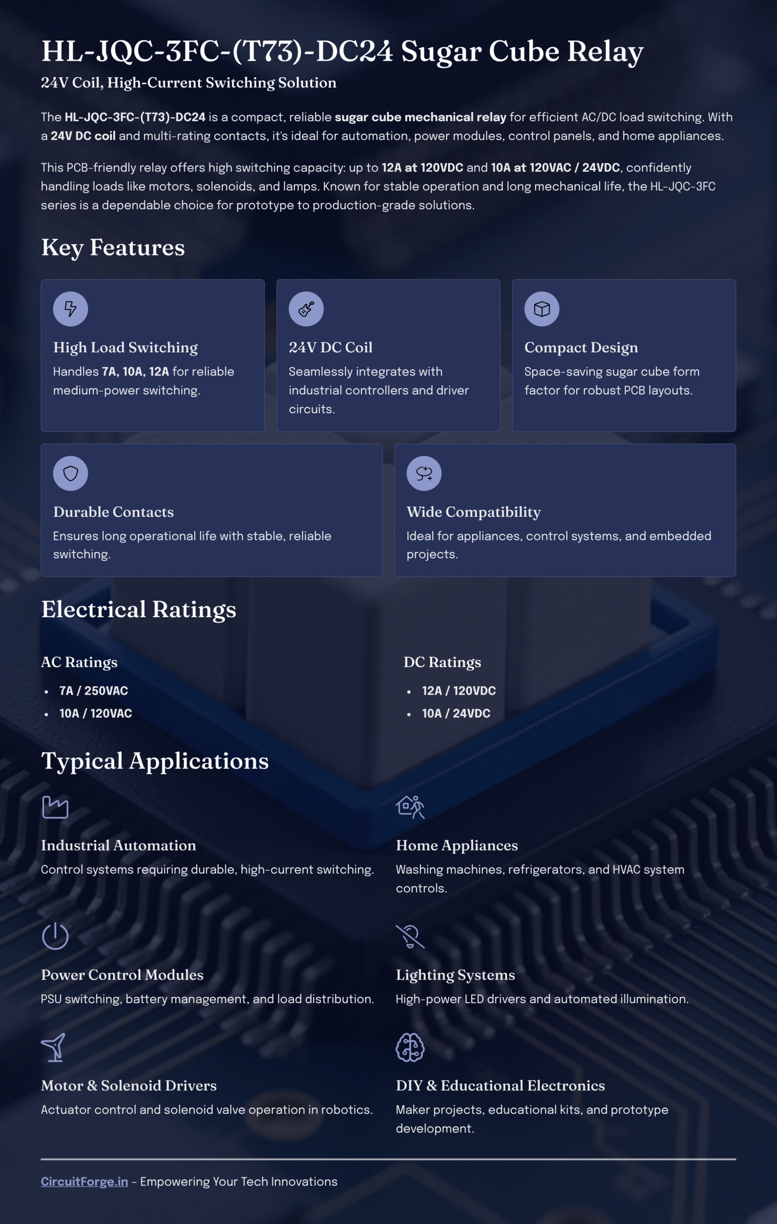Relay 24V HL-JQC-3FC-(T73)-DC24 HL - CircuitForge.in